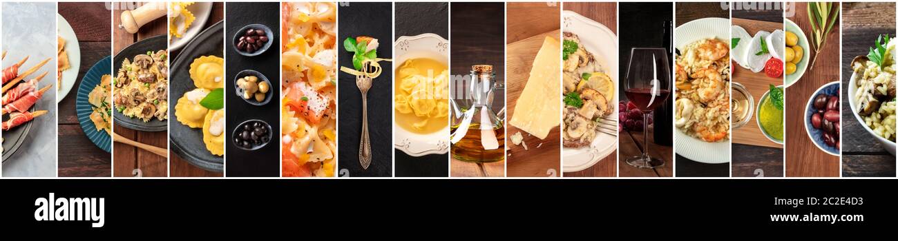 Italian Food Collage. A panorama of various dishes Stock Photo - Alamy