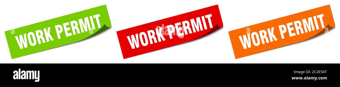 work permit sticker. work permit square isolated sign. work permit ...