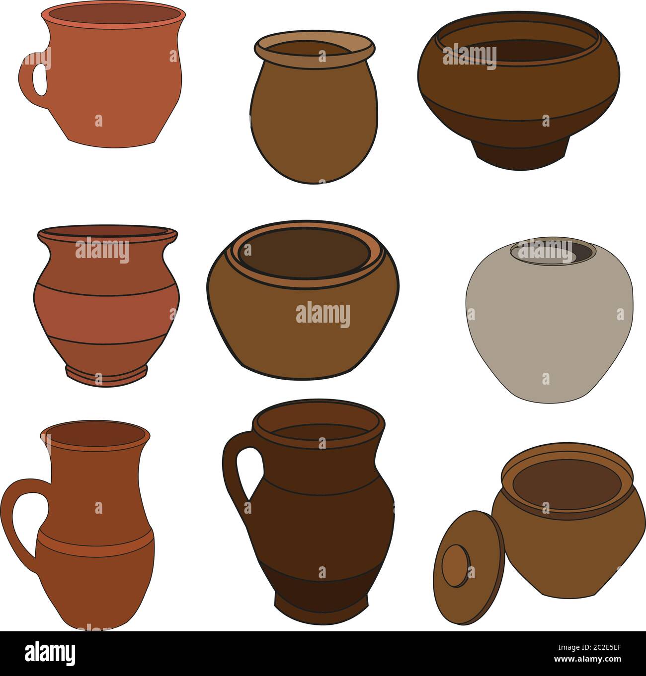 vector isolated clay jug and pots set Stock Vector Image & Art - Alamy