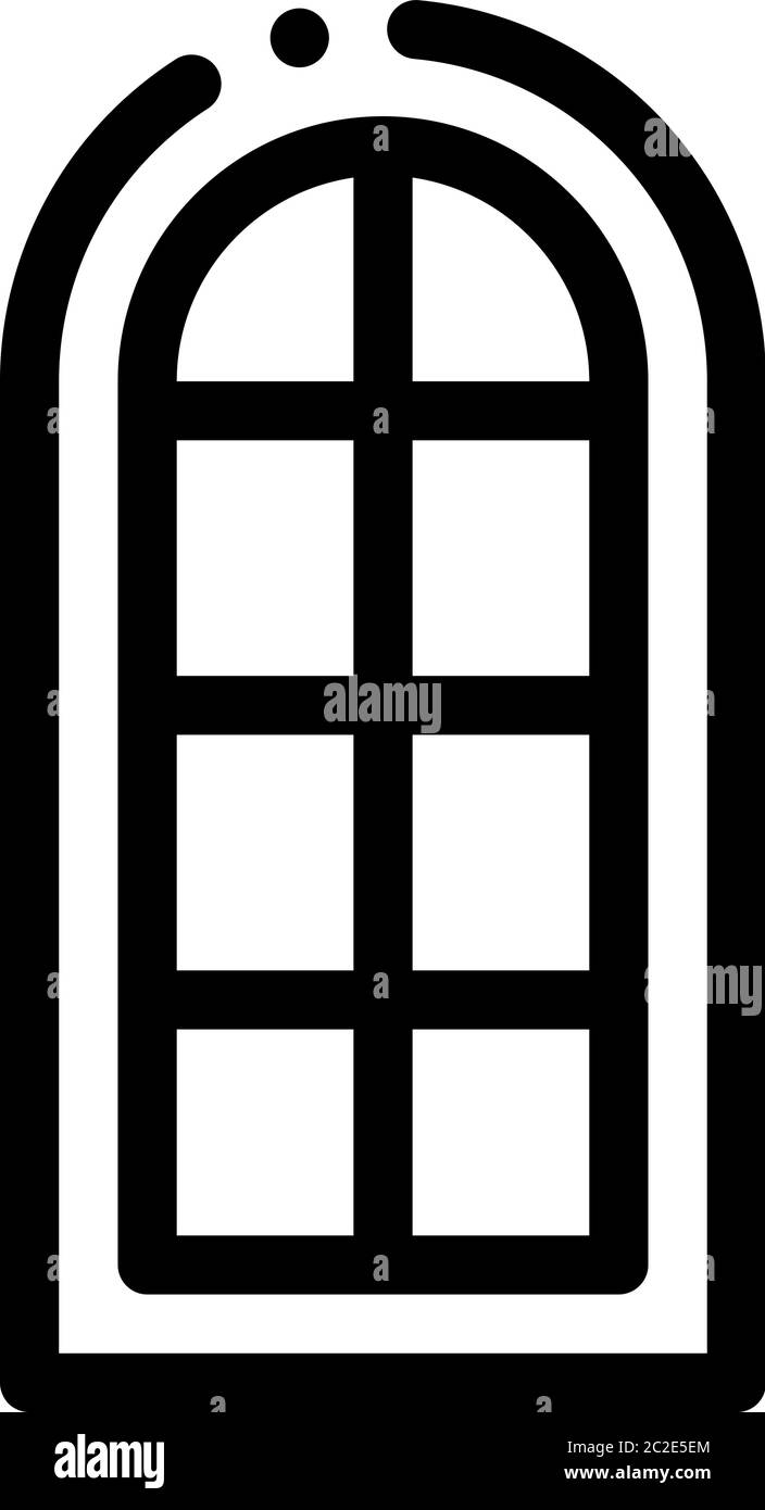 arched window consisting of square glasses icon vector outline ...