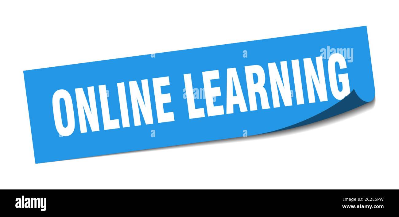 online learning sticker. online learning square isolated sign. online ...