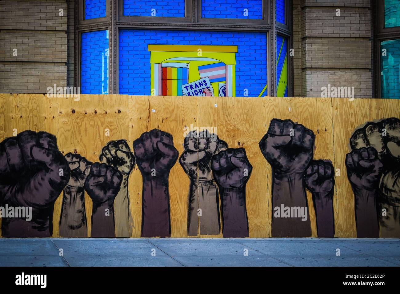 Mural against Racism and with phrases Black Lives Matter is seen in New ...