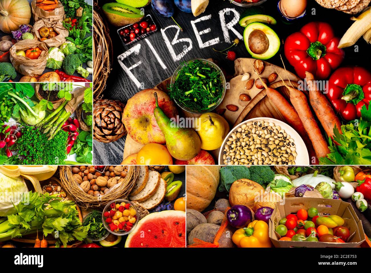 High Sources of Fiber in Foods. Collage. Alkaline diet products Top ...