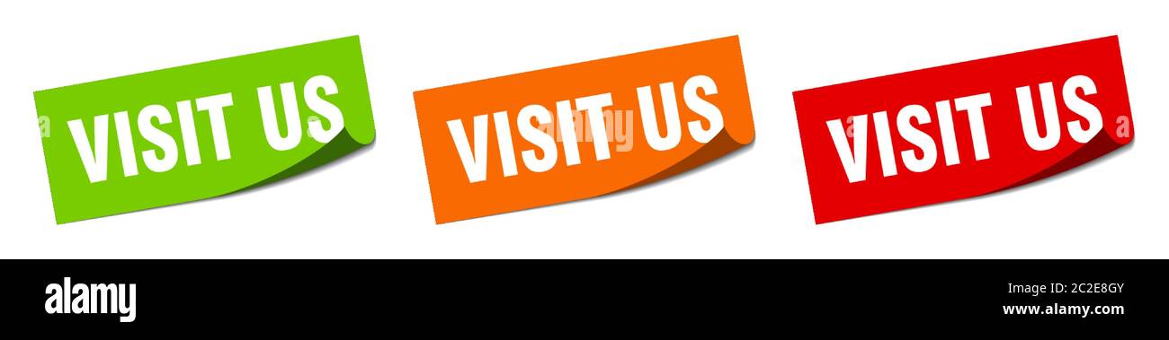 visit us sticker. visit us square isolated sign. visit us label Stock ...