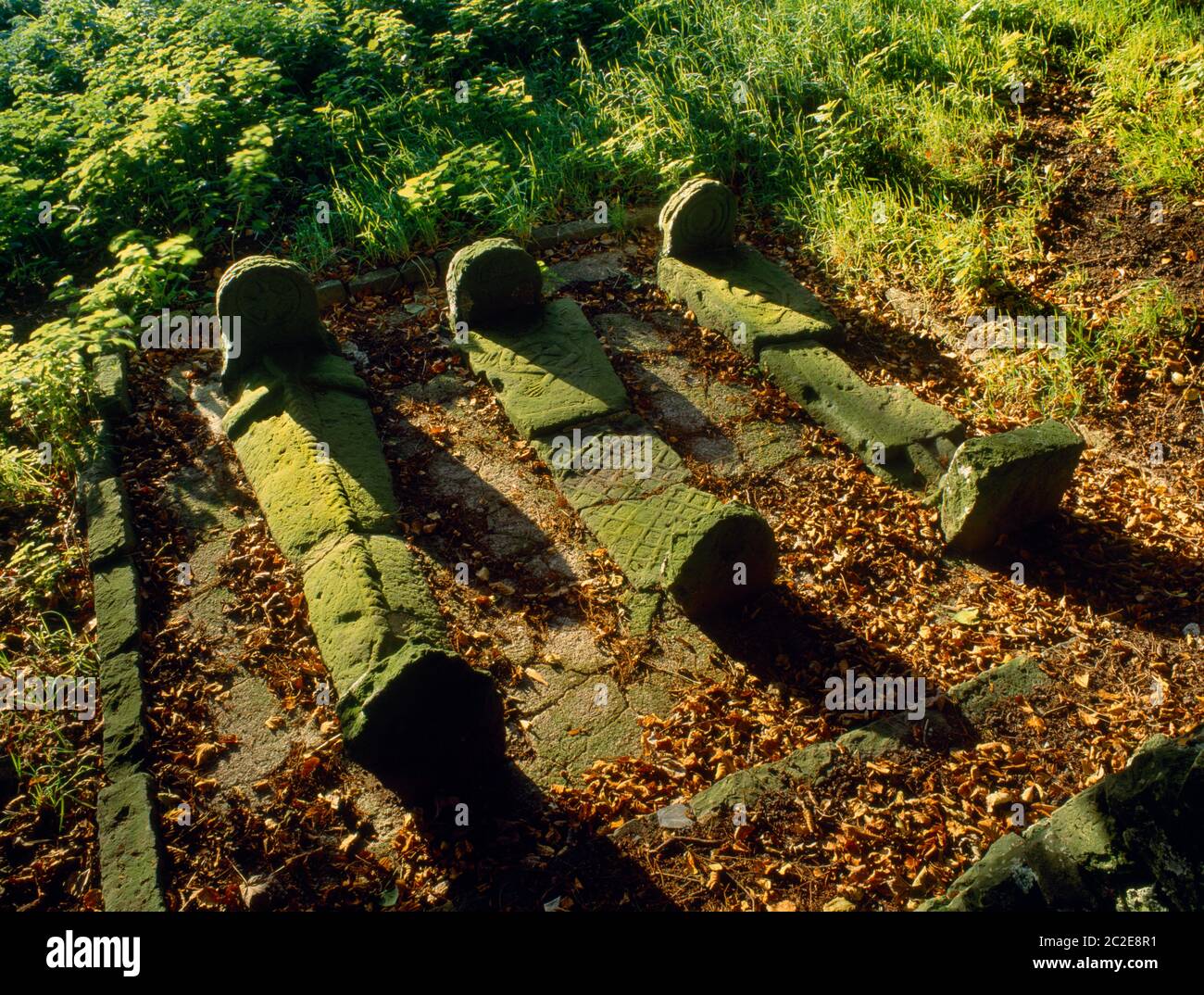 Three of the six decorated 'Pilgrims' Graves' at the Old Church of St ...