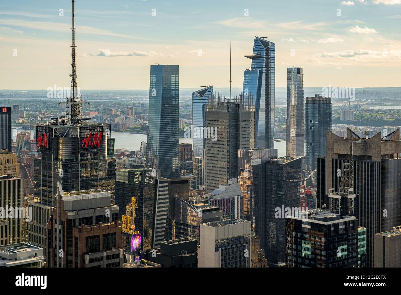 Cityscape of midtown skyscrapers and buildingds at sunset view from ...