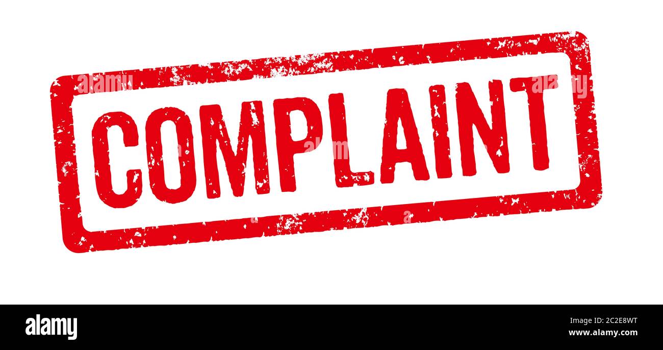 A red stamp on a white background - Complaint Stock Photo - Alamy