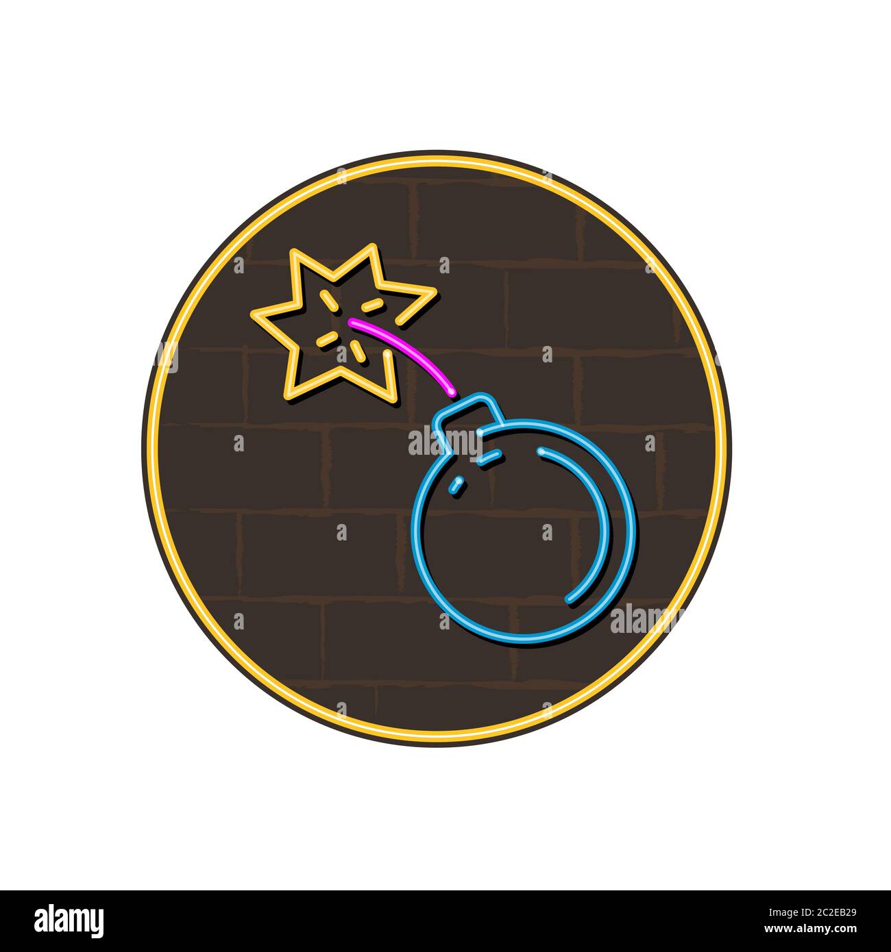 Retro style illustration showing a 1990s neon sign light signage ...