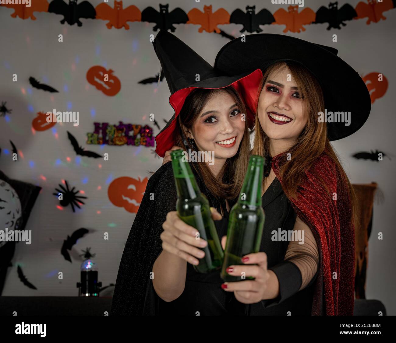 Group of young adult and teenager people celebrating a Halloween party ...