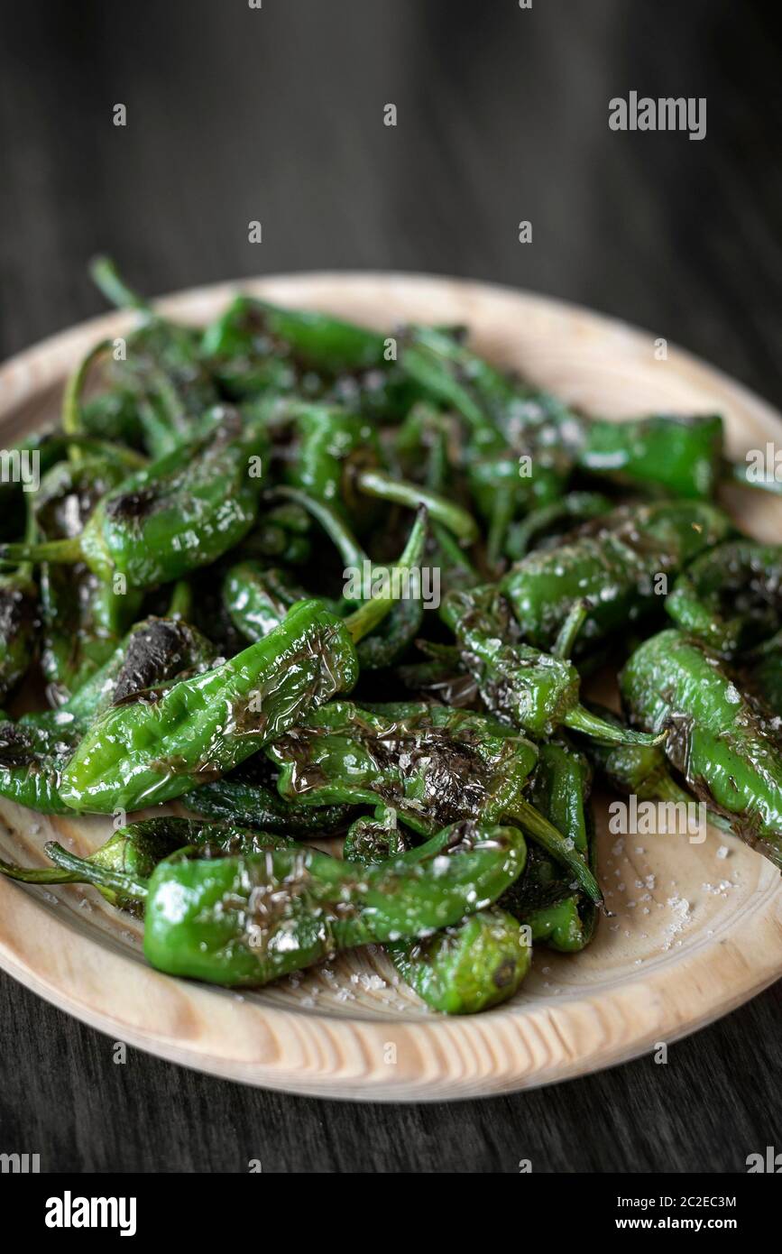 pimientos padron grilled spanish green chilli peppers tapas snack on ...