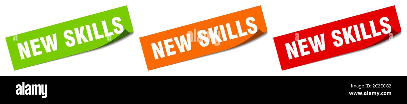 new skills sticker. new skills square isolated sign. new skills label ...