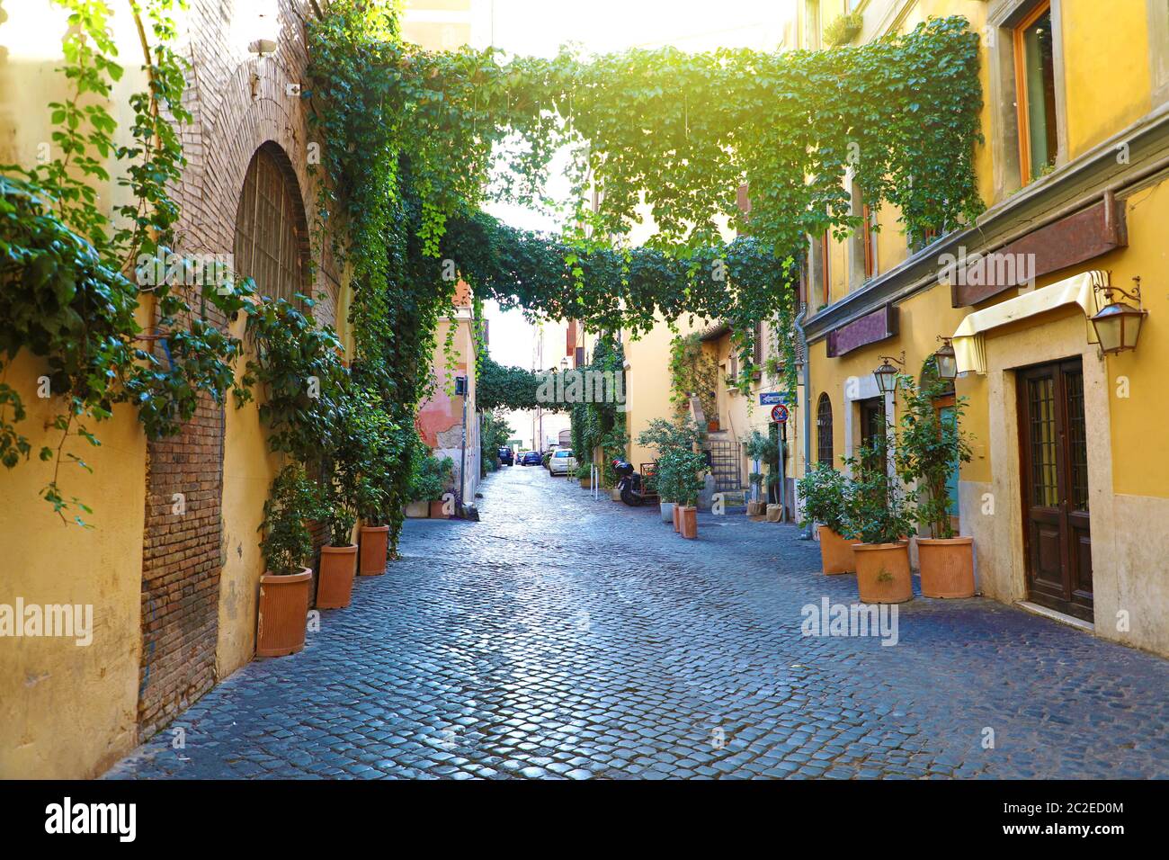 Old street in Trastevere, Rome, Italy. Cozy old street in Trastevere ...