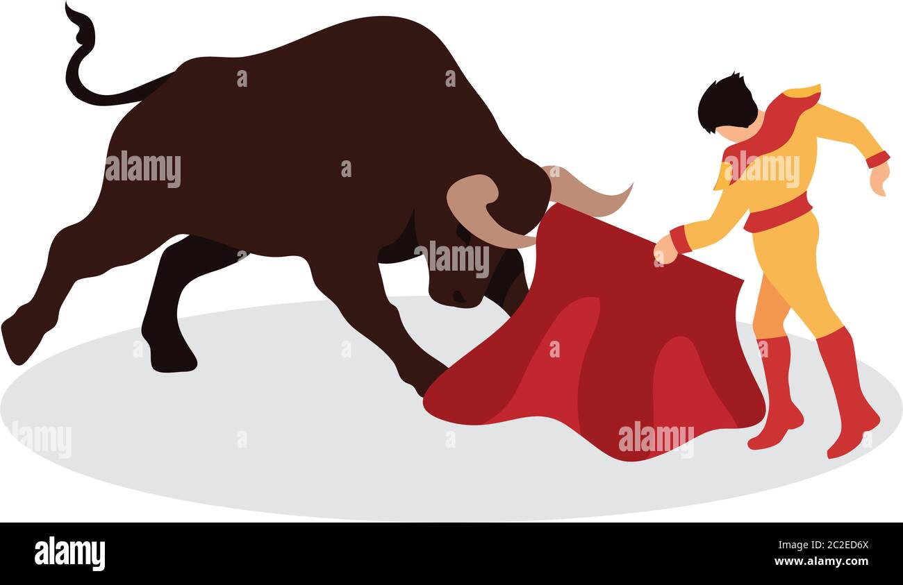 bullfighter awaiting for the bull in the bullring. bull fighting ...