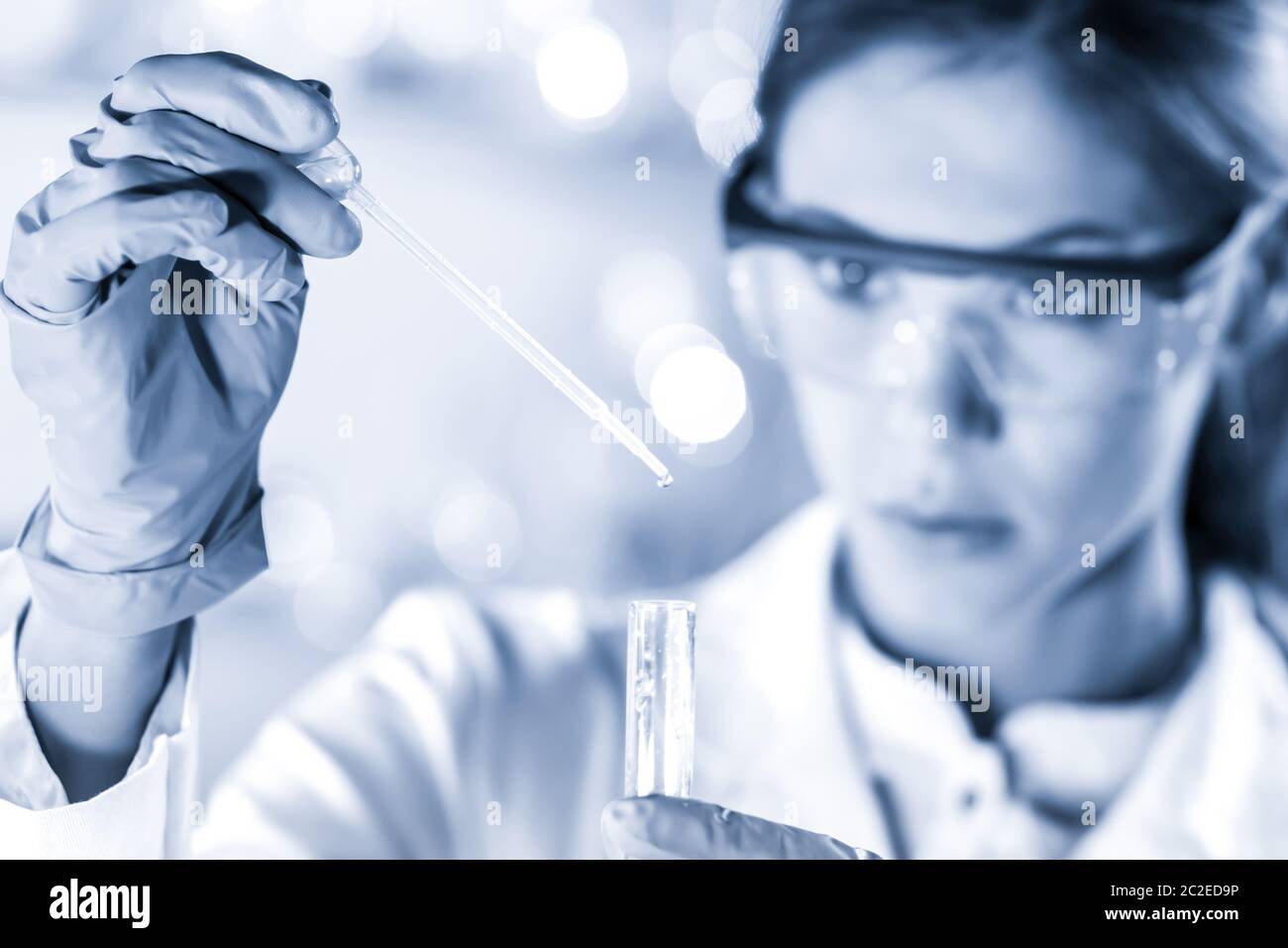 Life scientists researching in laboratory. Focused female life science ...