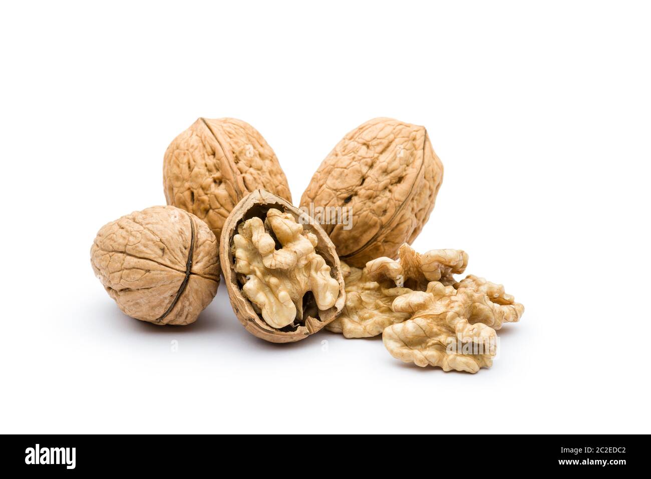 open walnut closeup on white background Stock Photo - Alamy