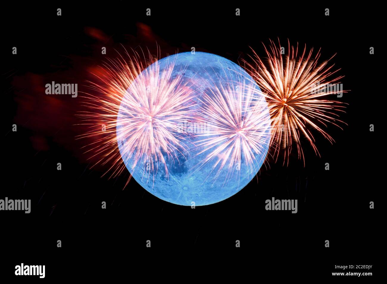 Fireworks and full moon hi-res stock photography and images - Alamy