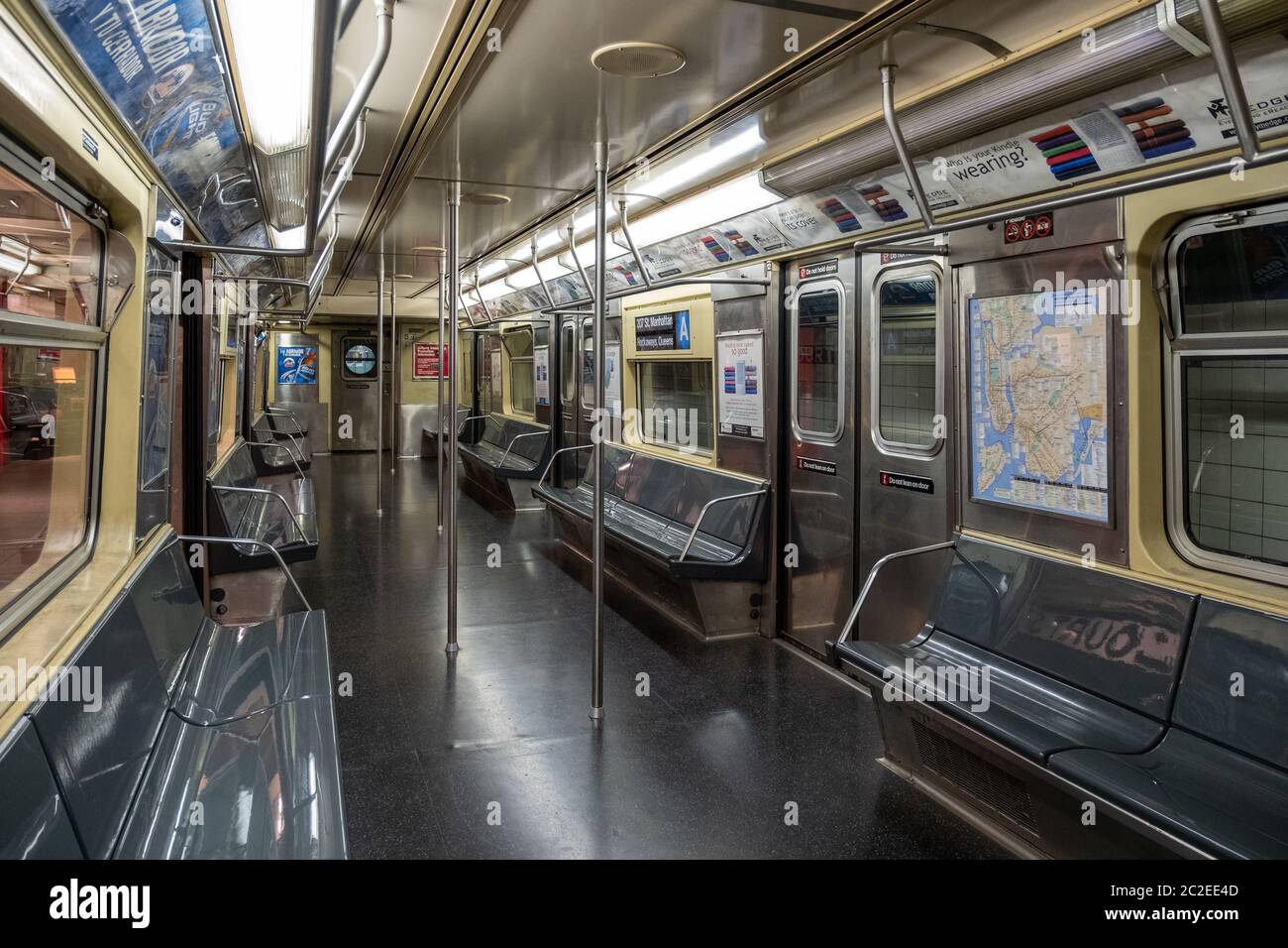 Vintage subway train car in New York Transit Museum located in downtown ...