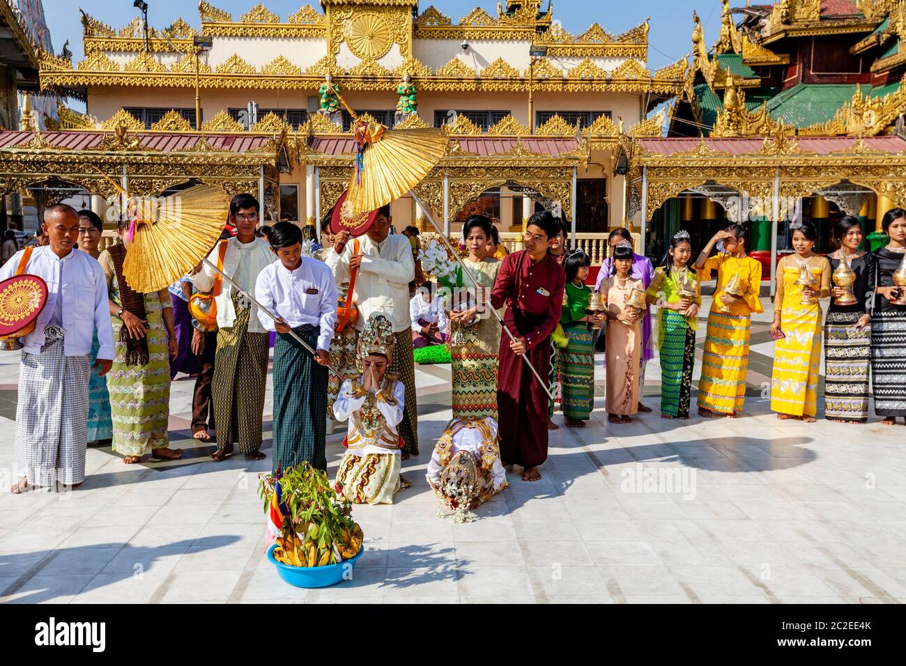 A Burmese Family Takes Part In A Novitiation/Shinbyu Ceremony At The ...