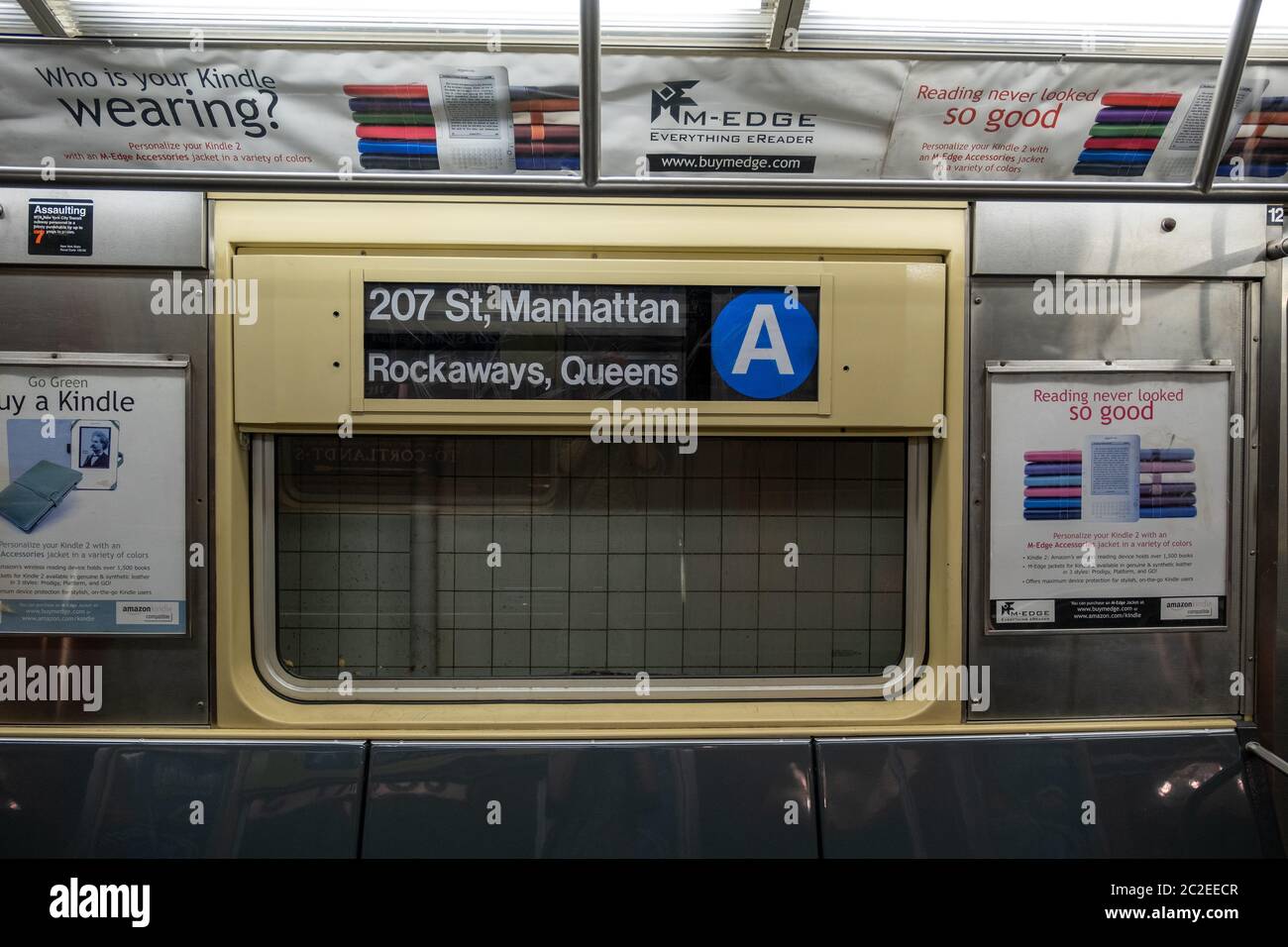 Vintage subway train car in New York Transit Museum located in downtown ...