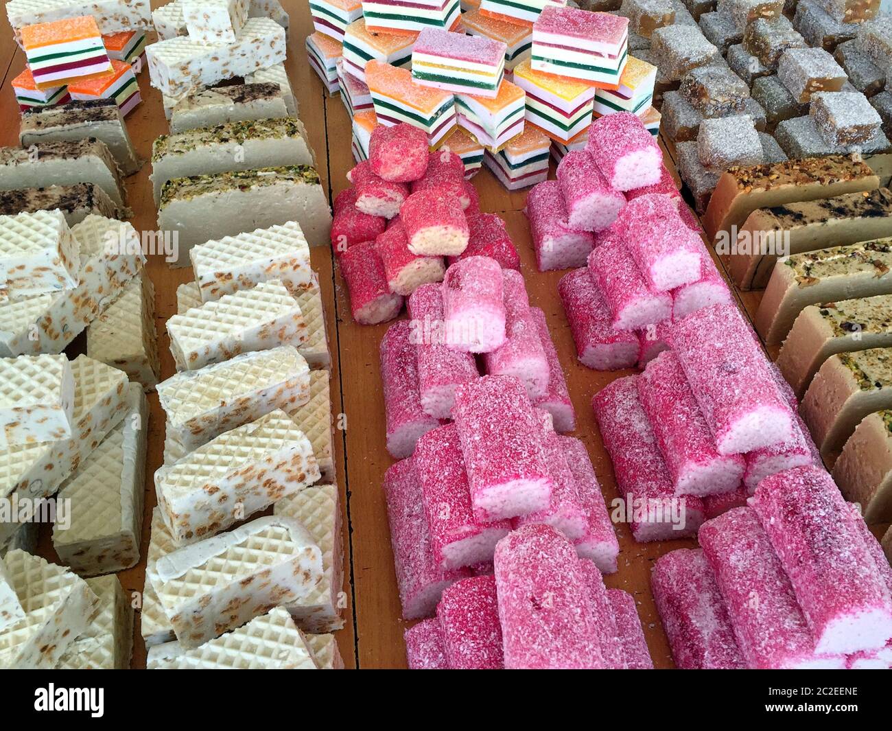 Delicious and colorful selection of Israeli sweets from sugar, fruit ...