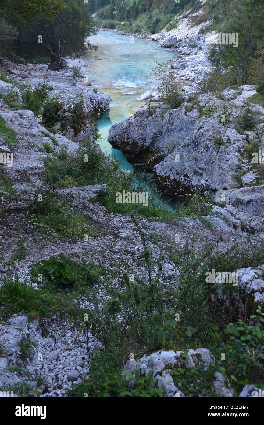Velika Korita or Great canyon of Soca river, Bovec, Slovenia in autumn ...