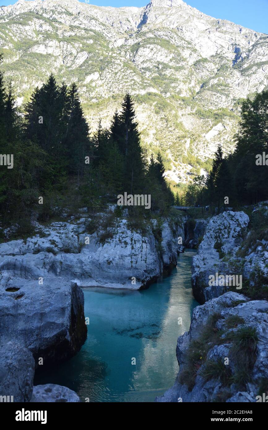 Velika Korita or Great canyon of Soca river, Bovec, Slovenia in autumn ...