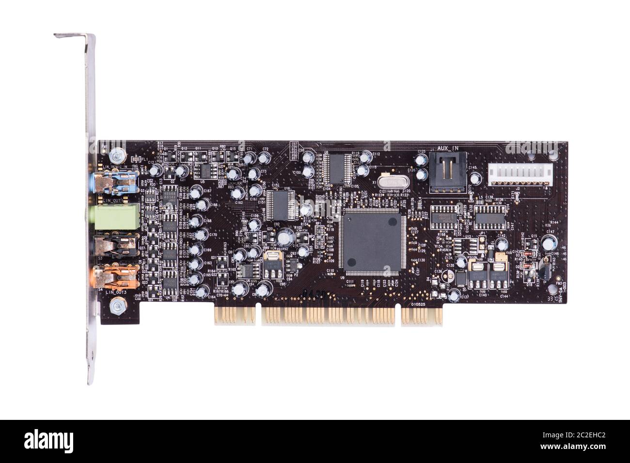External sound card isolated on white background.Close up Computer ...