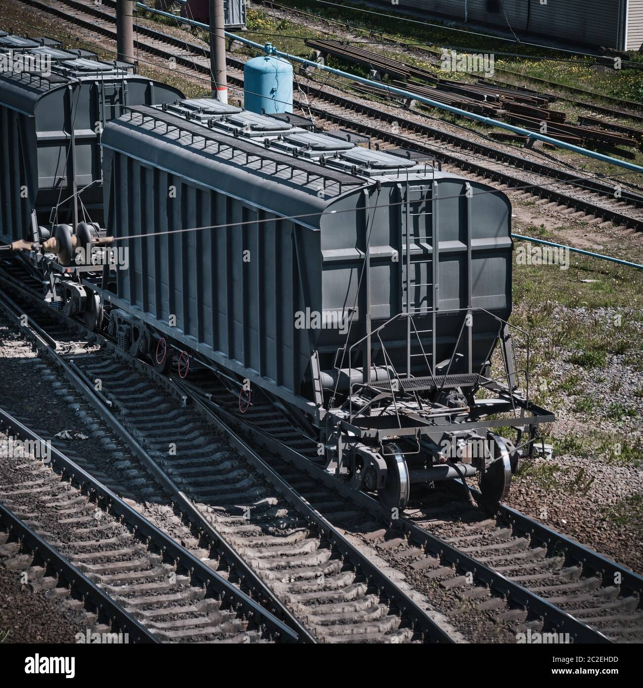 Rail freight cars at the railway station Stock Photo - Alamy