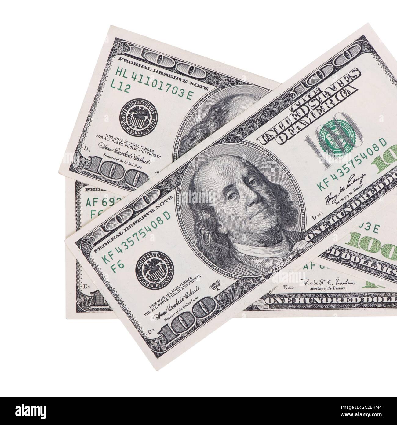 Stack of 100 banknote dollars isolated on white background Stock Photo ...