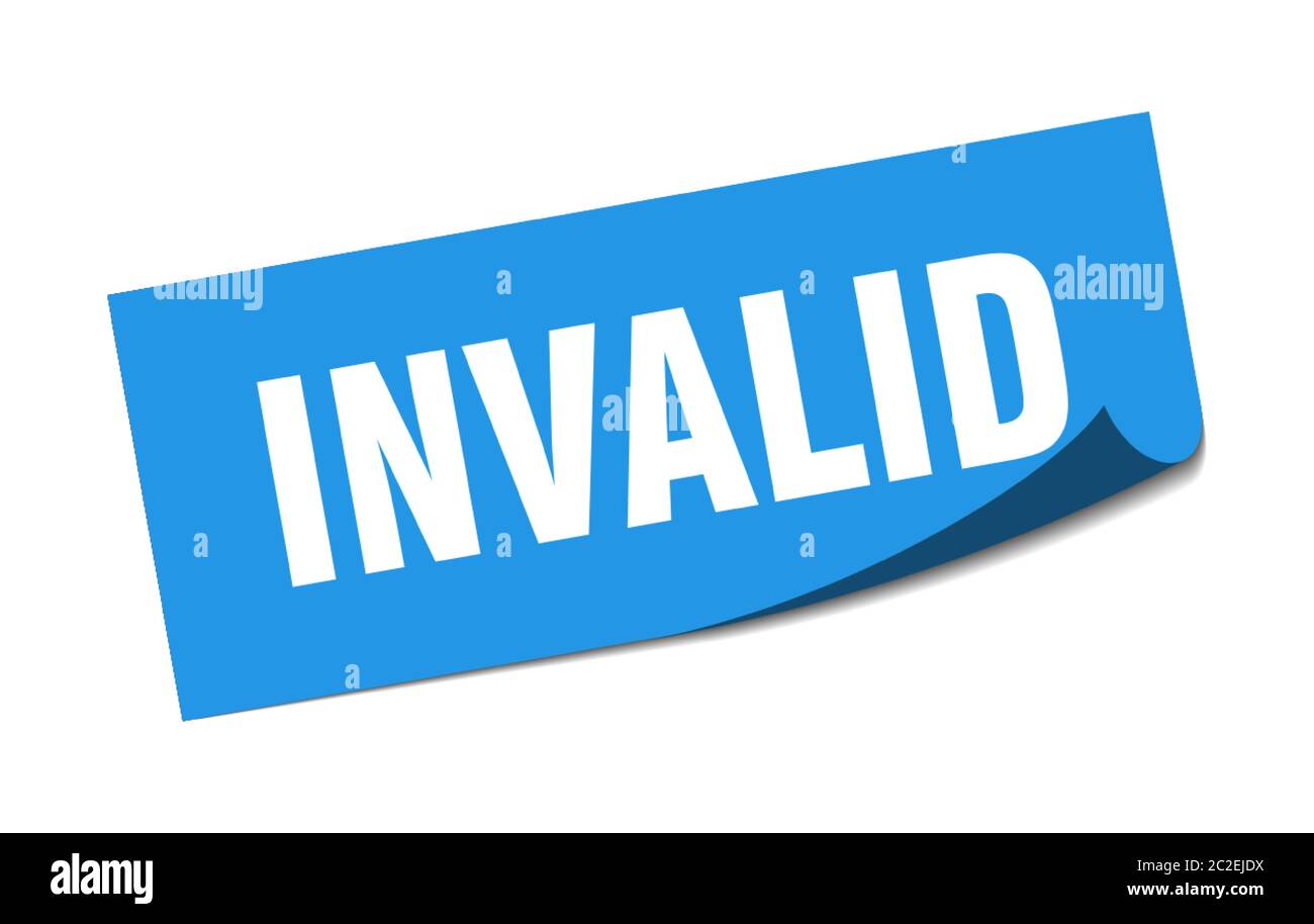 invalid sticker. invalid square isolated sign. invalid label Stock ...