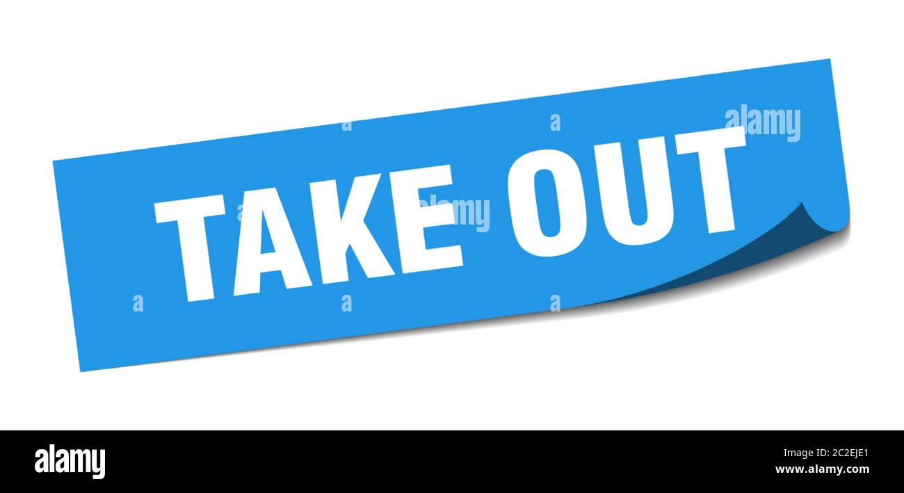 take out sticker. take out square isolated sign. take out label Stock ...