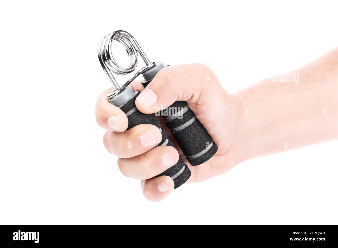 Male hand holding a hand grip, isolated on white background Stock Photo ...