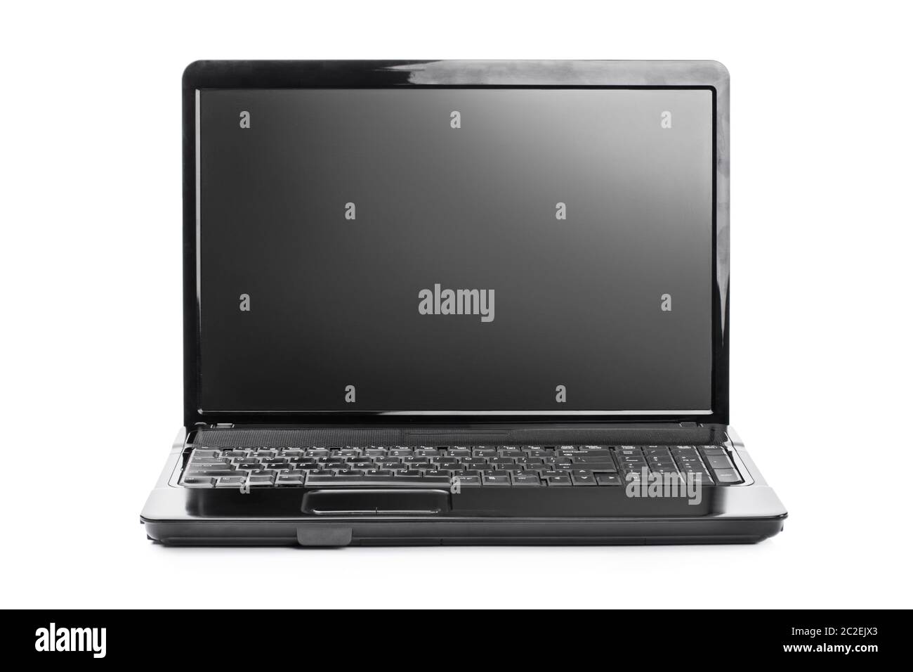 Close up shot of an open laptop, isolated on white background Stock ...