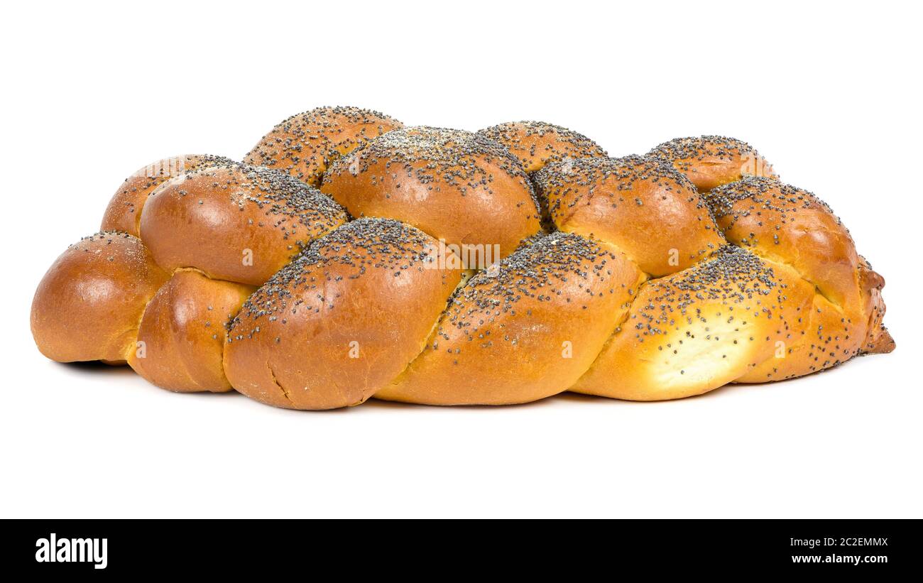 Fresh whole challah bread isolated on white background with clipping ...