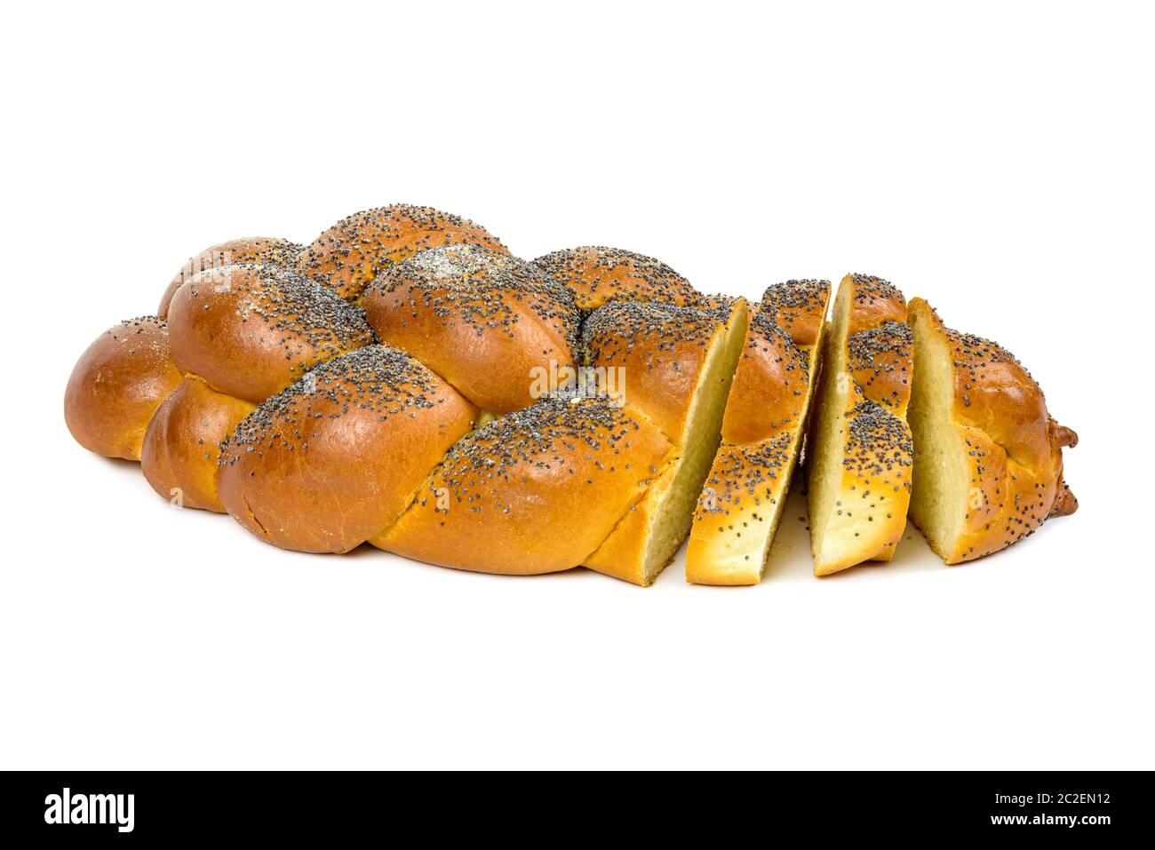 Fresh sliced challah bread isolated on white background with clipping ...