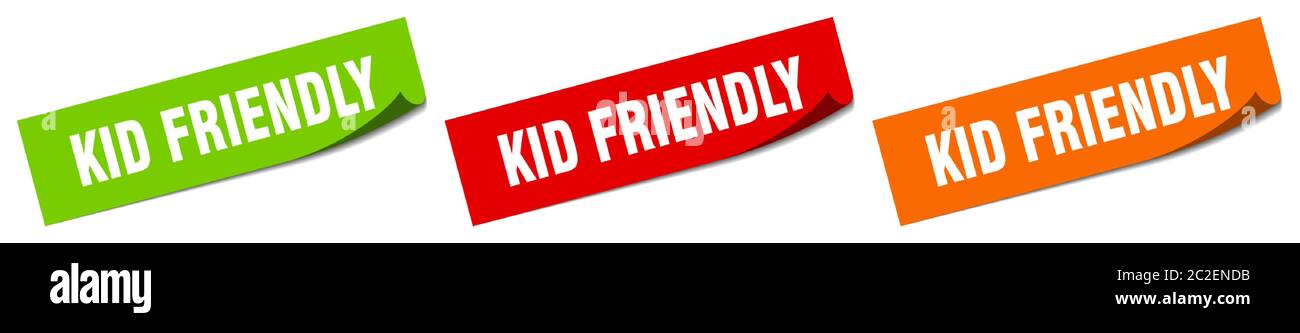 kid friendly sticker. kid friendly square isolated sign. kid friendly ...