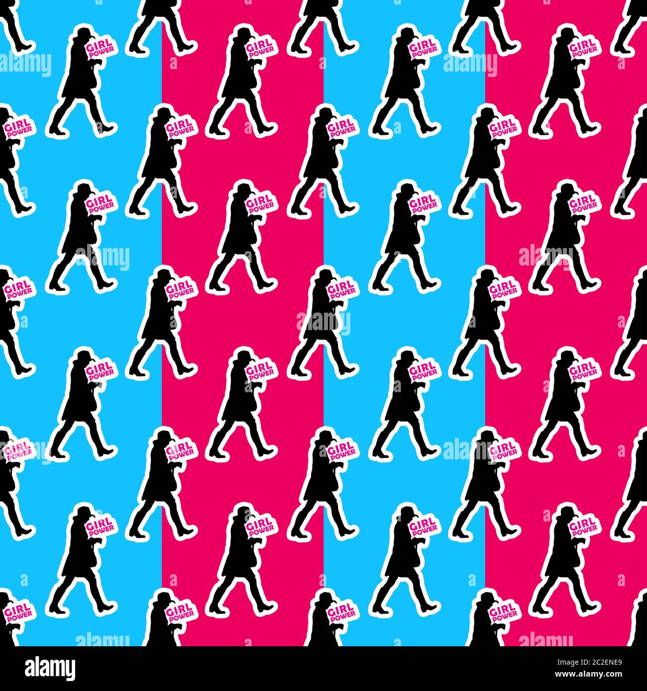 Girl Power Concept Motif Seamless Pattern Illustration Stock Photo - Alamy