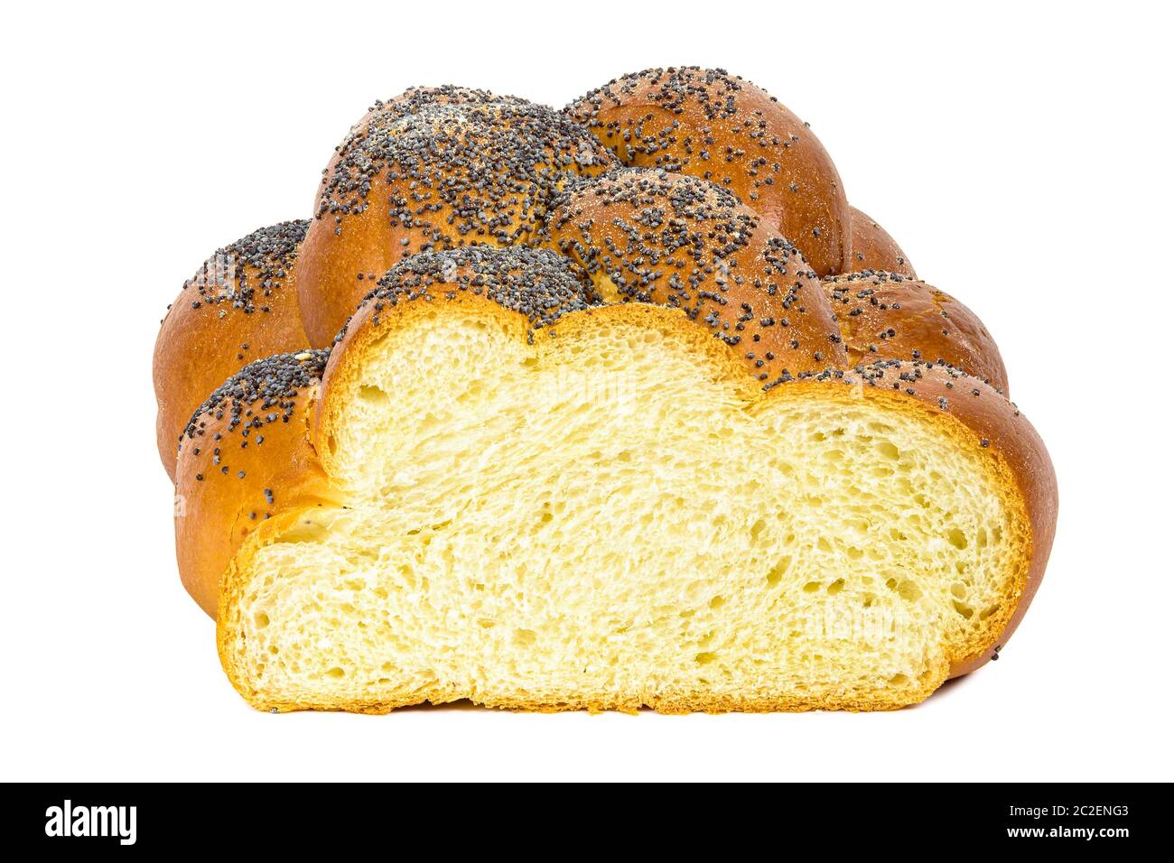 Fresh sliced challah bread isolated on white background with clipping ...