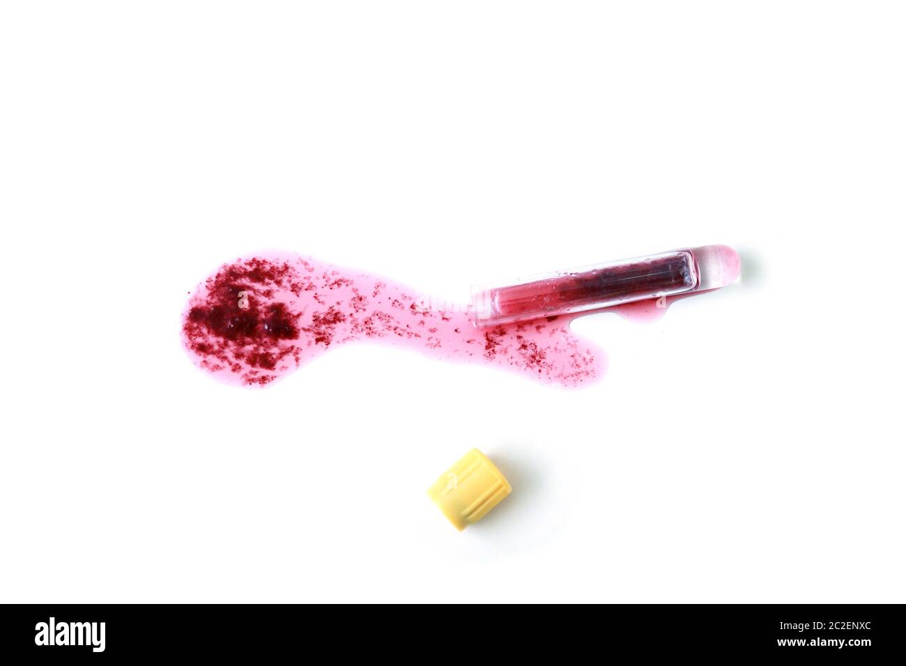 Researchers spilled infected blood or chemicals spilling over the table ...