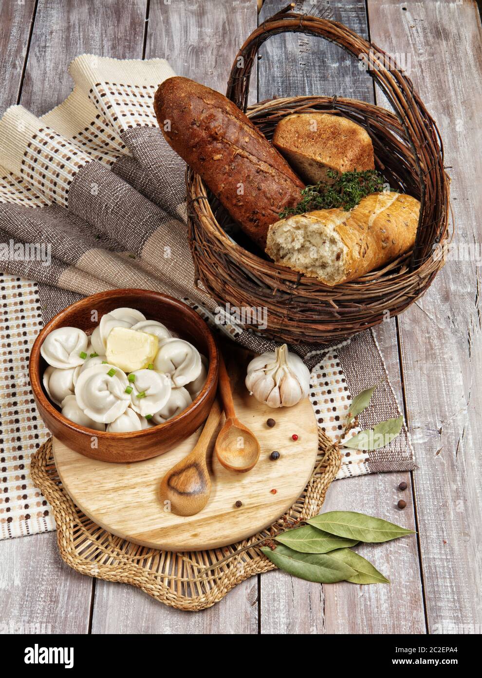 Manty And Bread Stock Photo - Alamy