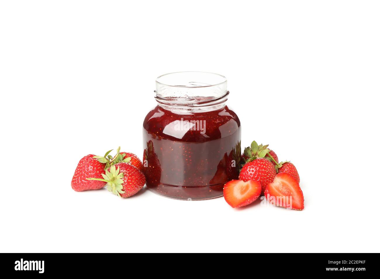 Delicious strawberry jam isolated on white background Stock Photo - Alamy