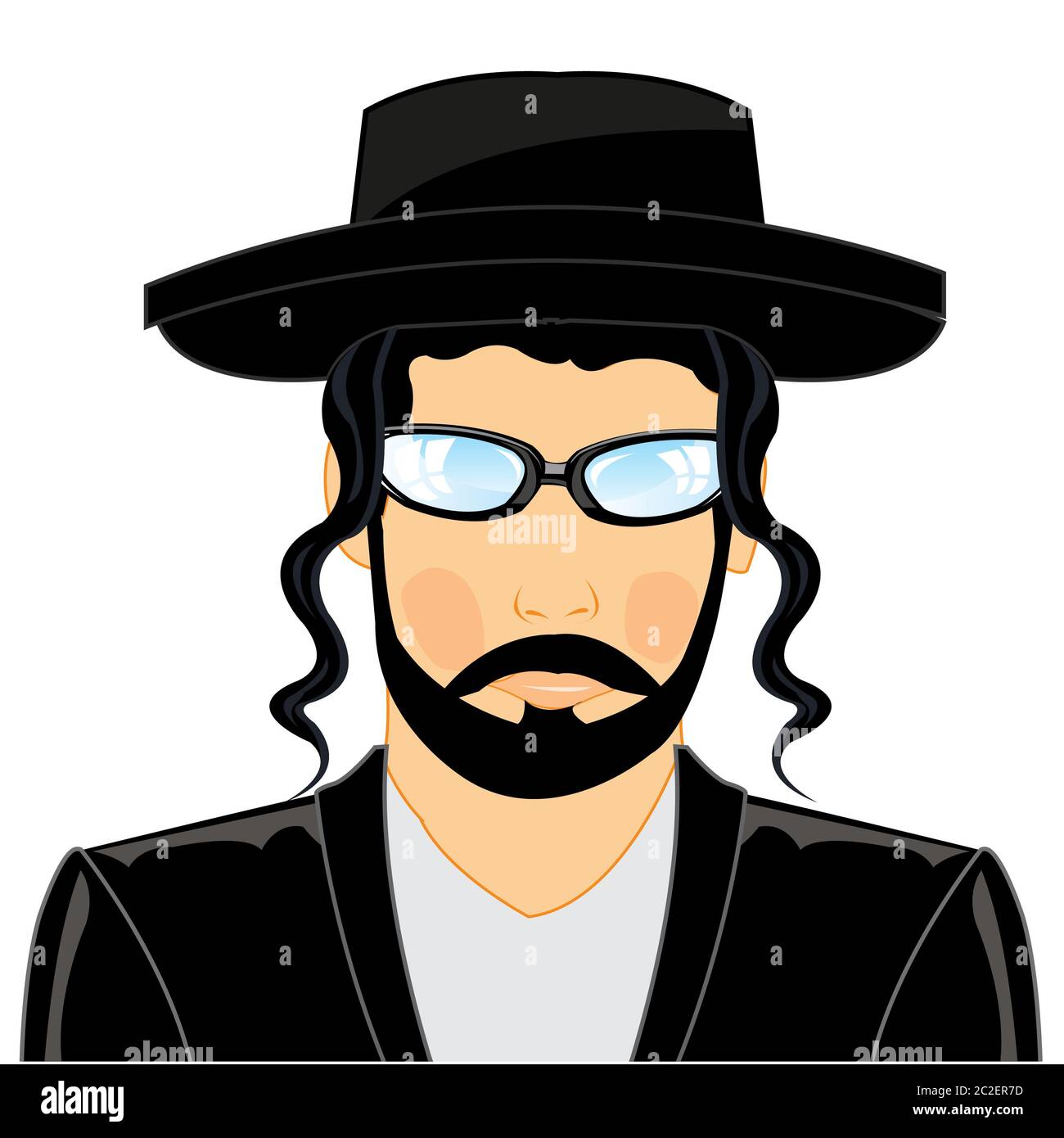 Vector illustration of the cartoon of the portrait jew in national ...
