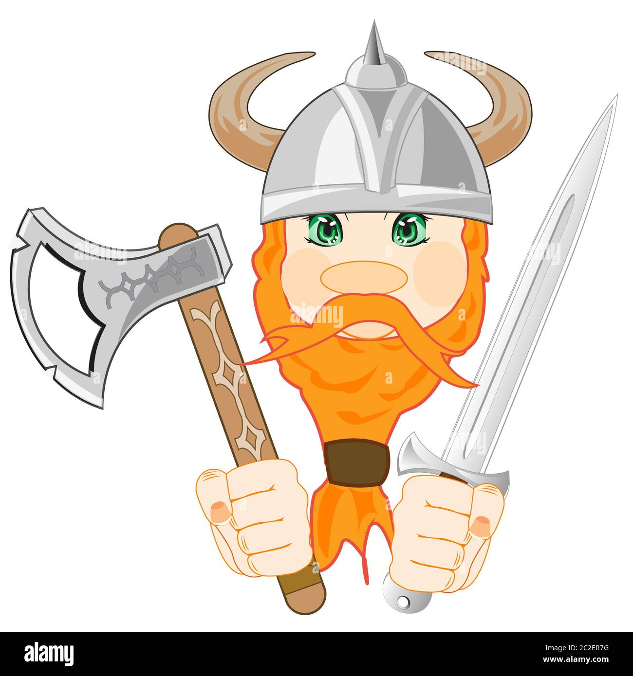 Vector illustration of the cartoon of the portrait of the viking with ...