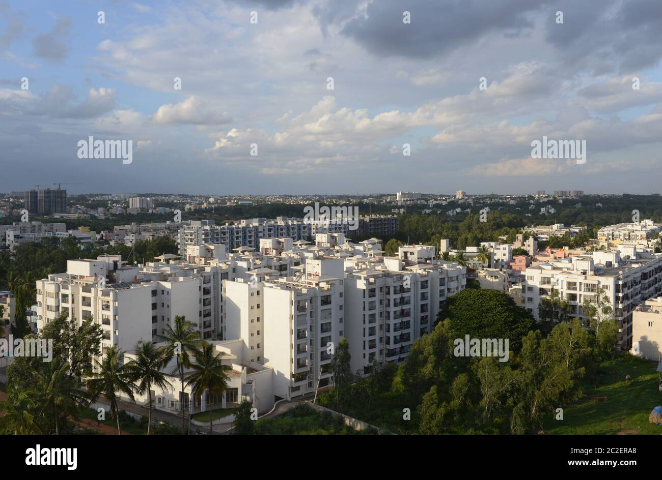 Apartments in a real estate development in Asia in the monsoon season ...