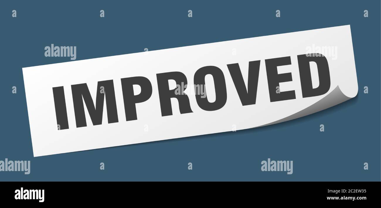 improved sticker. improved square isolated sign. improved label Stock ...