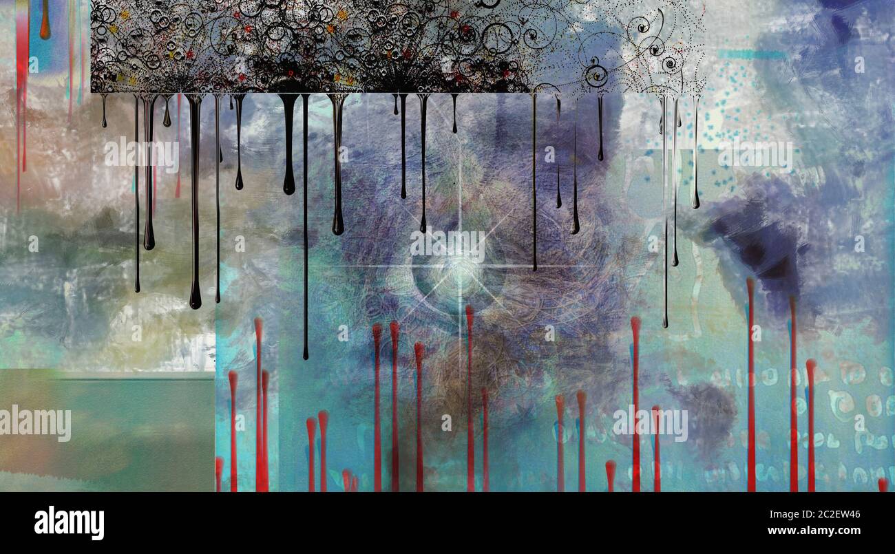 Abstract Painting. Eye with spark and paint drops on background Stock ...