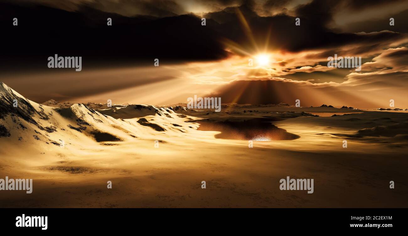 dramatic desert sunset Stock Photo - Alamy