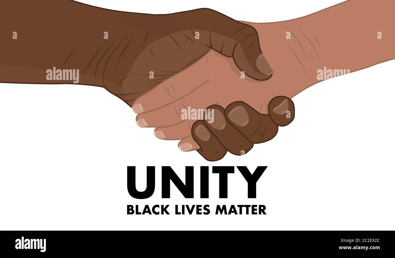 black man shaking a white woman's hand on a white background with the ...