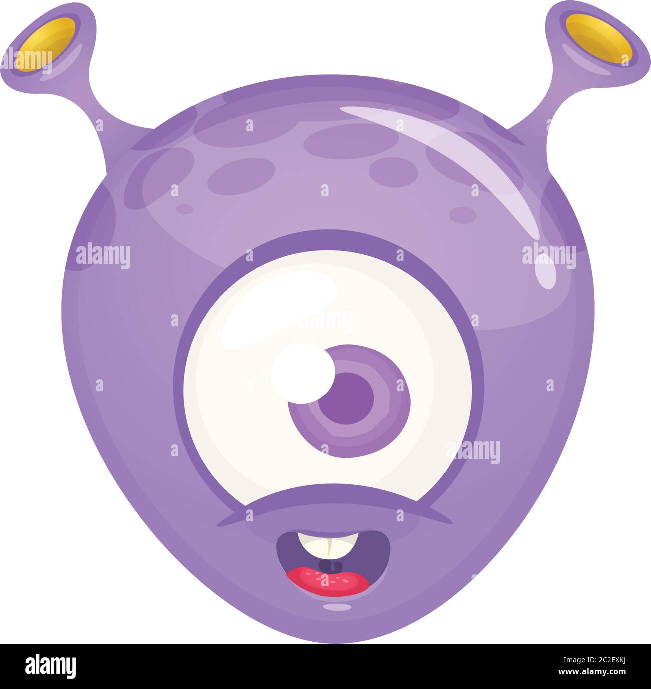 One eyed alien cartoon illustration isolated. Alien head icon Stock ...