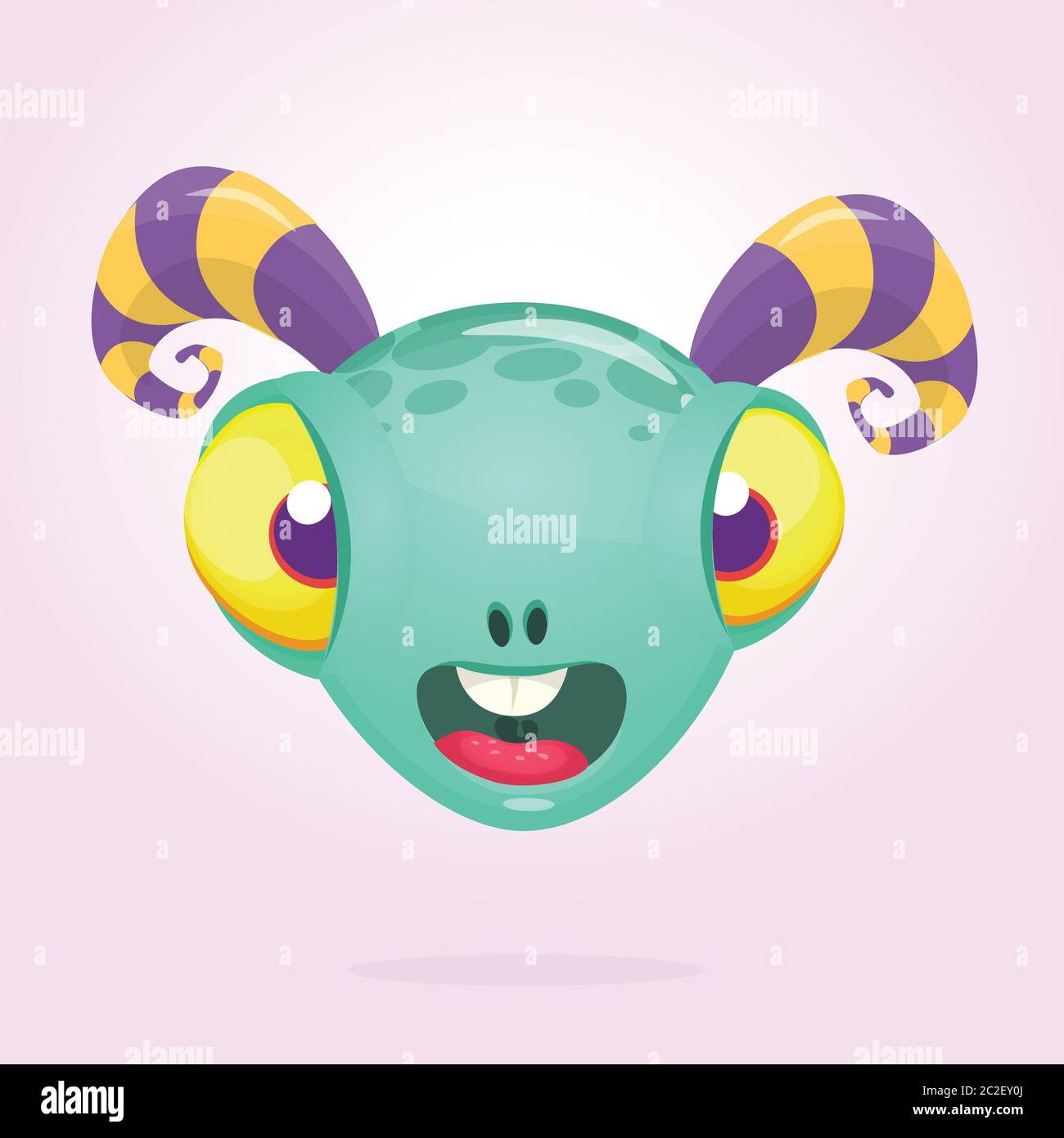 Cute cartoon monster head avatar illustration Stock Vector Image & Art ...